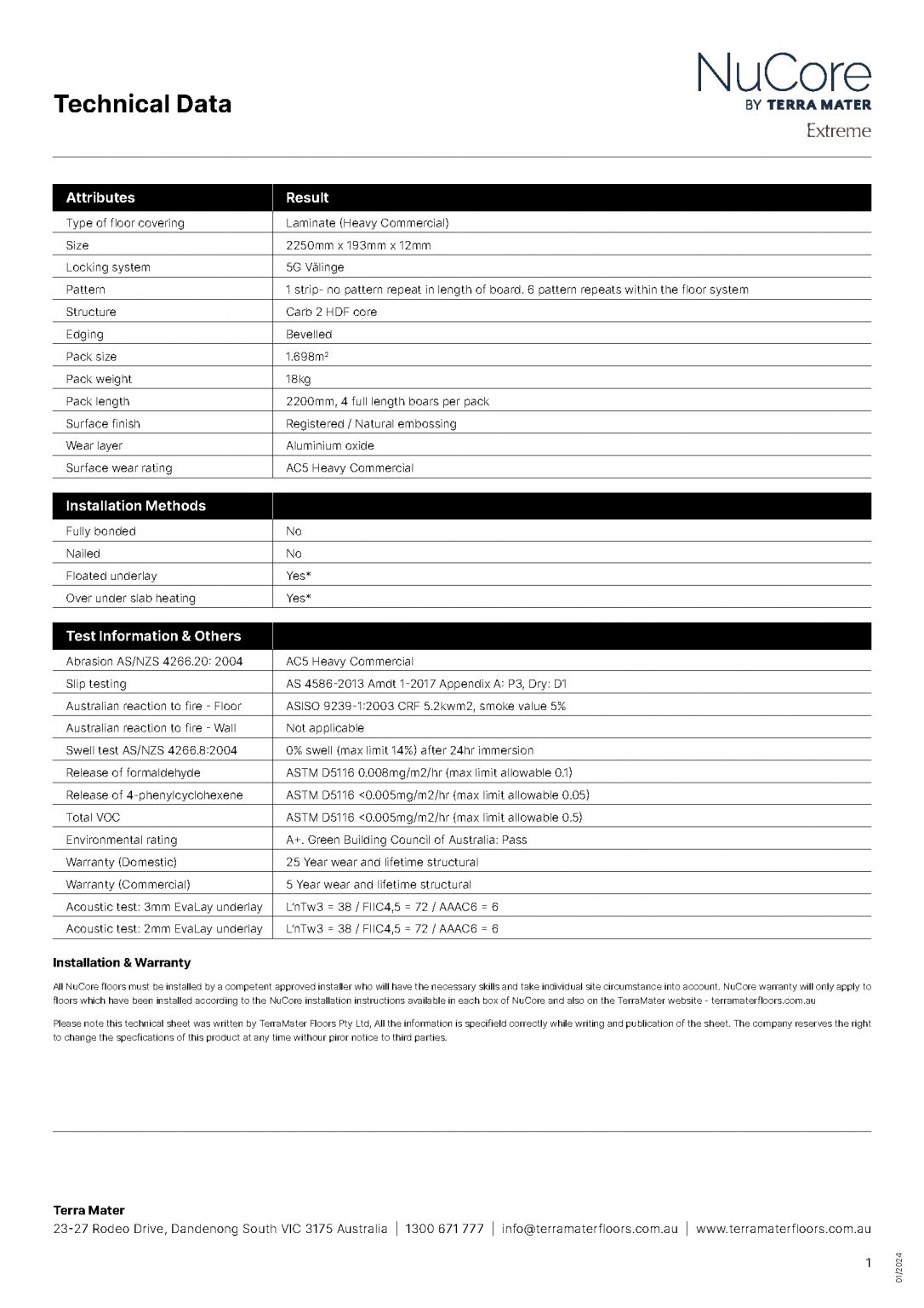 Technical Data Sheets | Terra Mater Floors