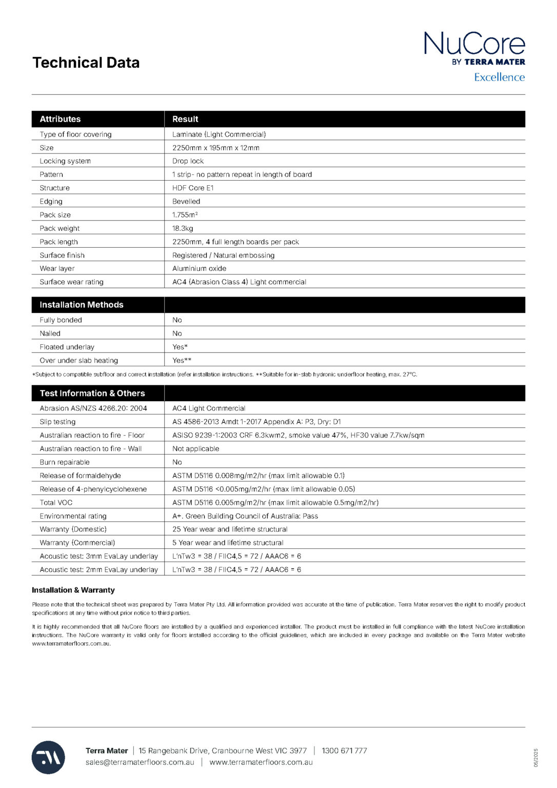 Technical Data Sheets | Terra Mater